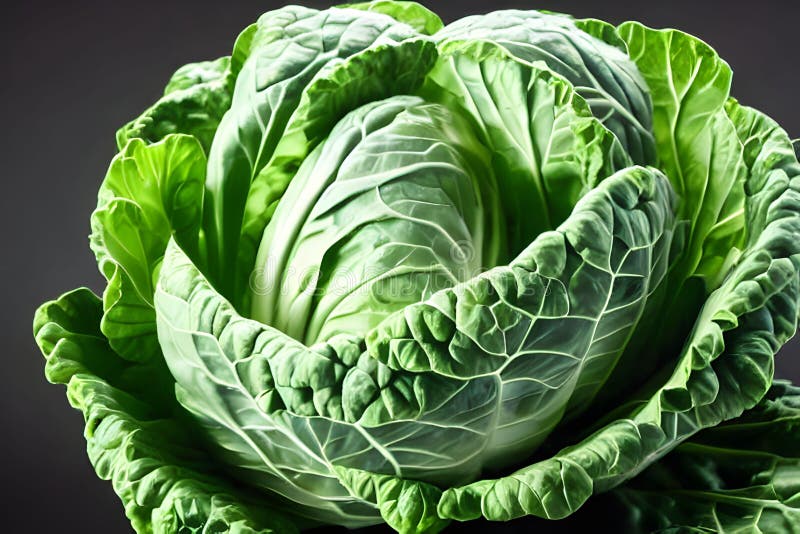 Closeup of Green Savoy Cabbage Isolated on Gray Backgroun Stock Photo ...