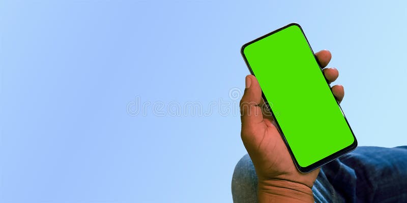 Closeup of Green Screen Smartphone in Hand Stock Image - Image of empty ...