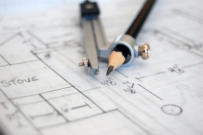 Kitchen Layout Redesign Closeup Grid Paper Stock Image - Image of grid ...