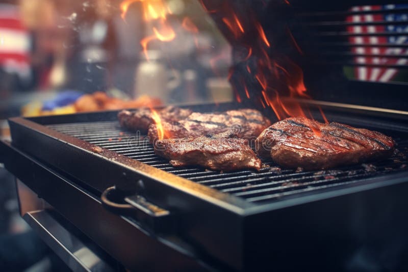Closeup of a Grill Master Cooking Up Delicious. Generative Ai Stock ...