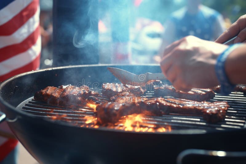 Closeup of a Grill Master Cooking Up Delicious. Generative Ai Stock ...