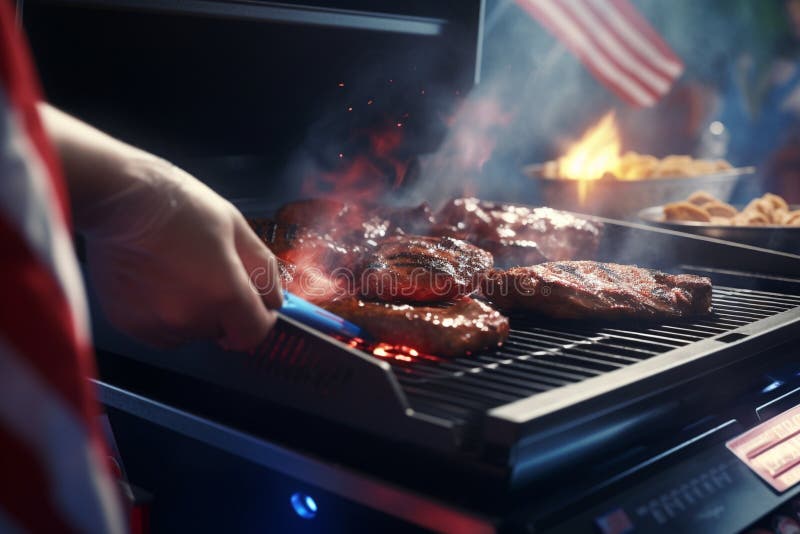 Closeup of a Grill Master Cooking Up Delicious. Generative Ai Stock ...