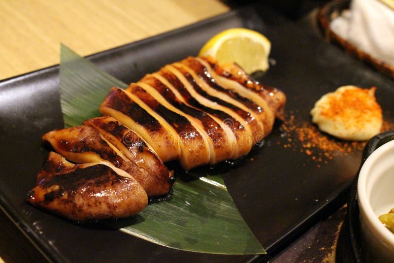 Grilled Squid or Fish or Seafood Served at Izakaya in Japan Stock Photo ...