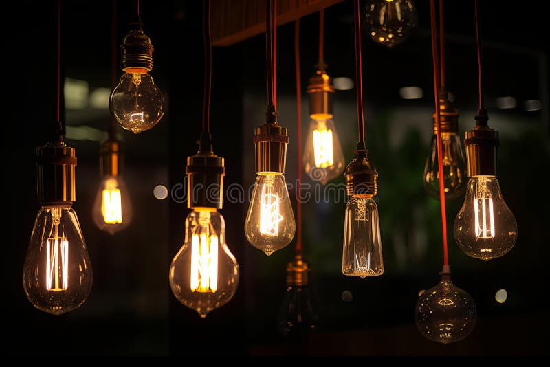 Closeup on Group of Different Vintage Edison Light Bulb Types ...