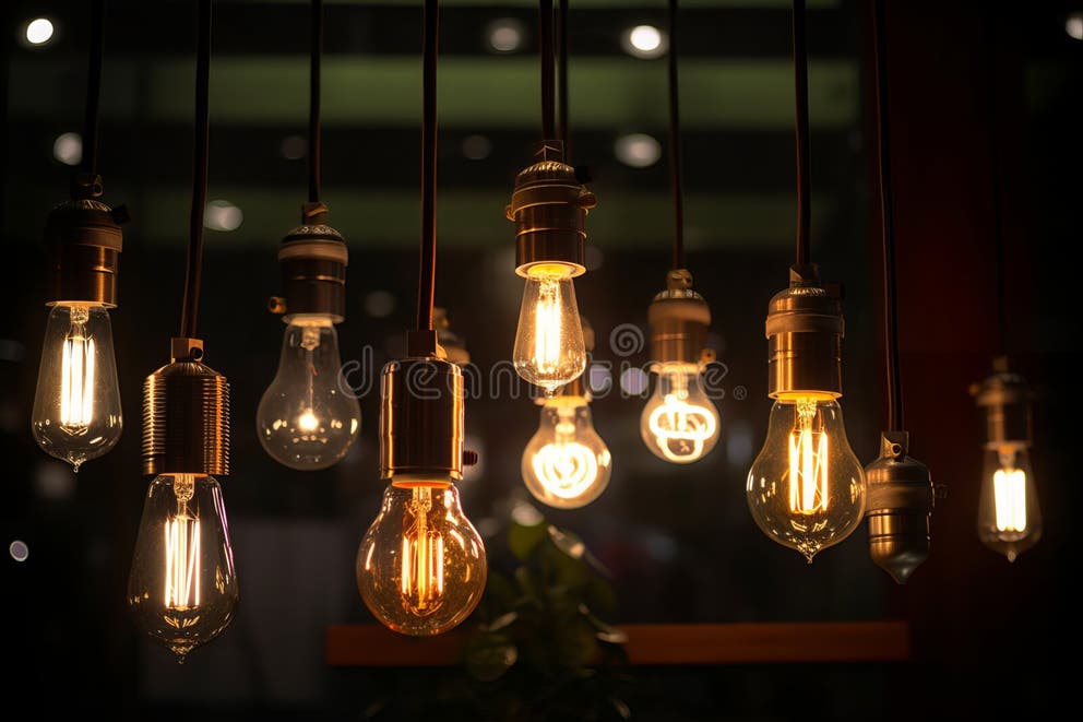 Closeup on Group of Different Vintage Edison Light Bulb Types ...