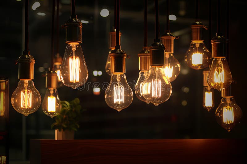Closeup on Group of Different Vintage Edison Light Bulb Types ...