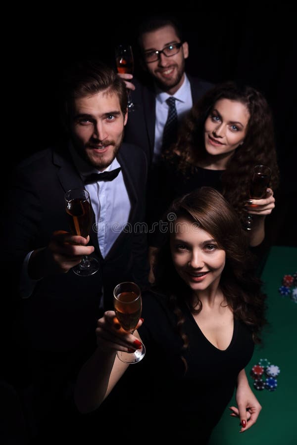 Group of Friends Celebrating Win at the Casino. Stock Image - Image of ...