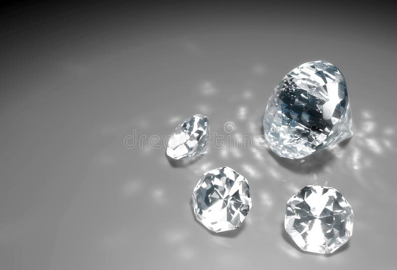 Four diamonds on the floor stock illustration. Illustration of facet ...