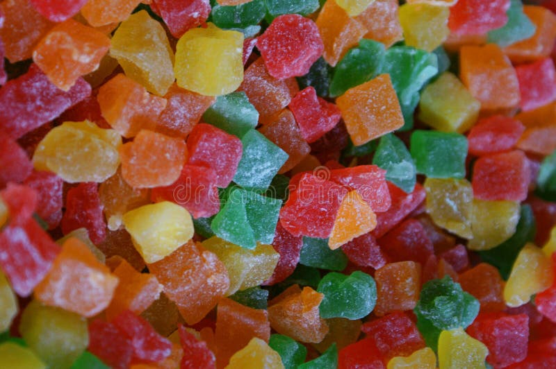 Closeup of Gummy Sugar Candies in a Container Under the Lights Stock ...