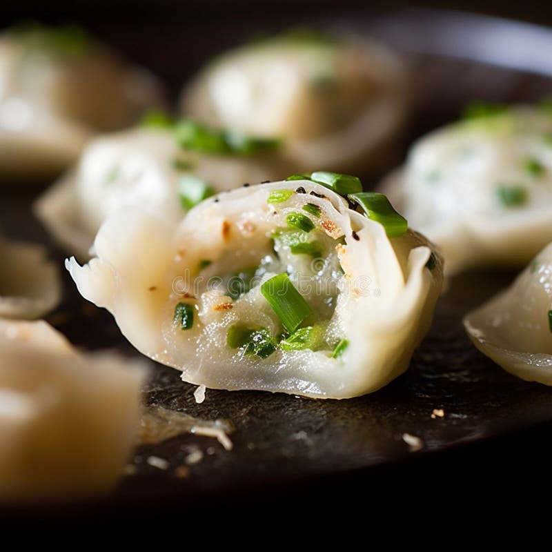 Closeup of a Half-eaten Steamed Dumpling - Generative Ai Illustration ...