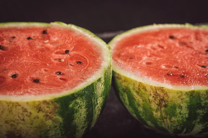 Closeup of Halved Red Delicious Watermelons Stock Photo - Image of ...