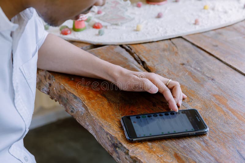 Closeup Hand of Asians Man Using a Mobile Phone Stock Image - Image of ...