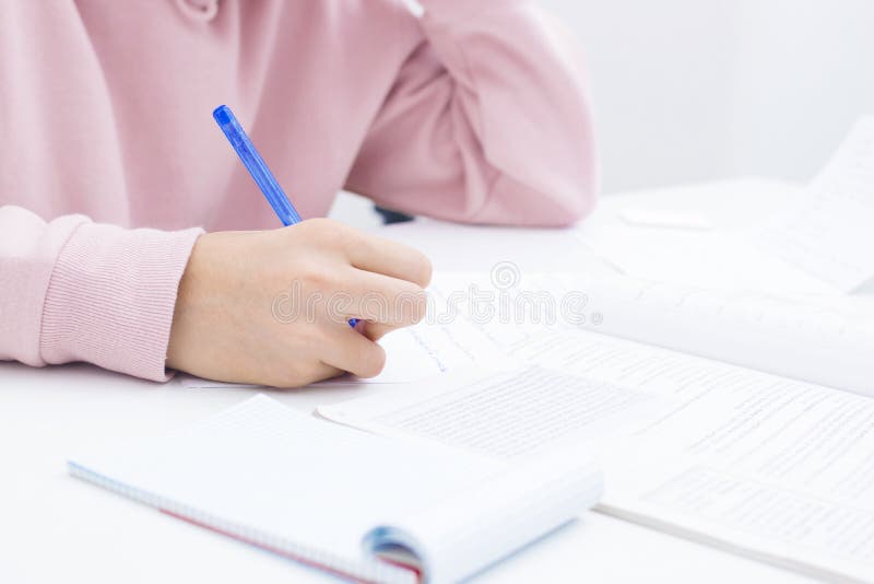 Hand of the child writing stock image. Image of close - 107289267