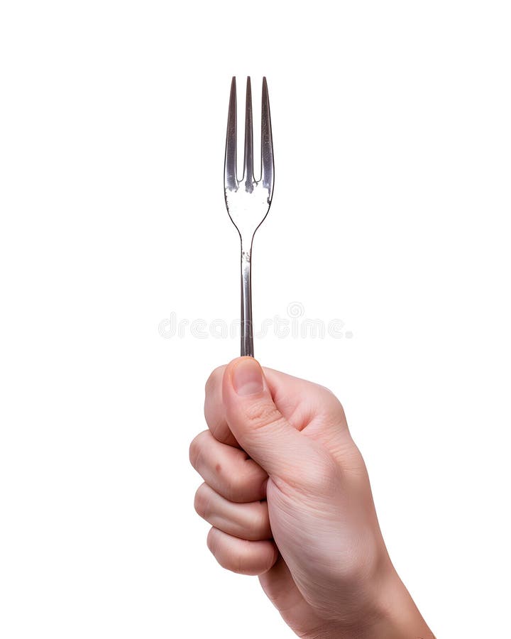 Closeup of Hand Holding Fork on Transparent Background Stock ...