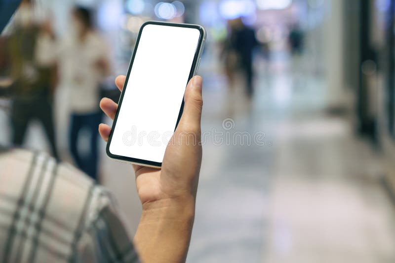 Closeup on Hand Holding Phone Showing White Screen Display Stock Photo ...