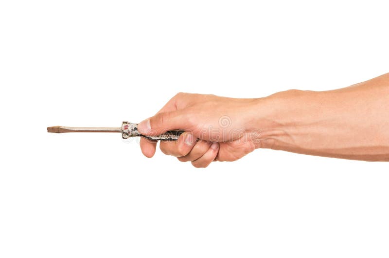Closeup of Hand Holding a Screwdriver Stock Image - Image of manual ...