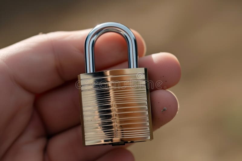 Closeup of a Hand Holding a Shiny New Padlock Stock Photo - Image of ...