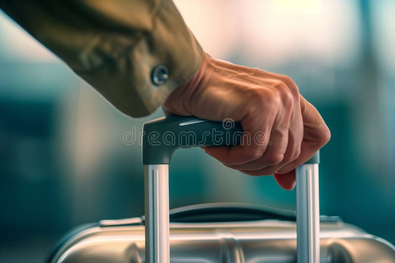 Closeup of a Hand Holding a Suitcase Handle Stock Photo - Image of ...