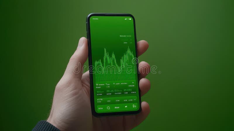 Closeup, Hand Holds Phone with Vibrant Green Screen Perfect for Digital ...