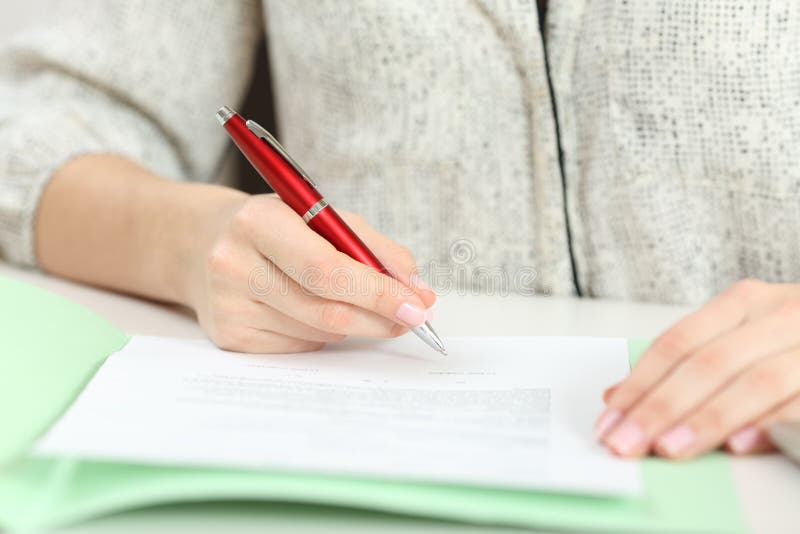 Hand Signing A Document In Ink On Sign Here Line Stock Photo - Image of ...