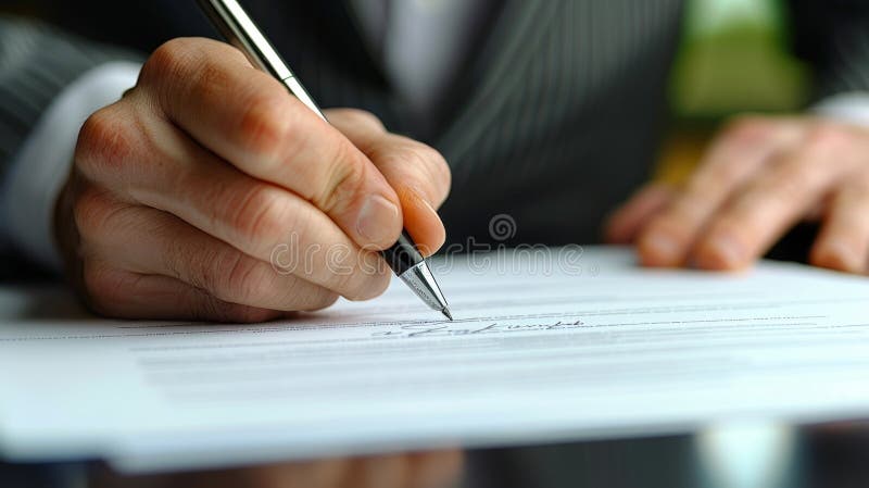 Closeup of Hand Signing a Contract, Emphasizing Importance in Corporate ...