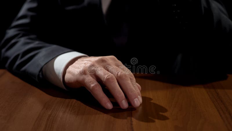 Closeup of Hand on Table, Man Thinking Over Serious Decision, Problem ...