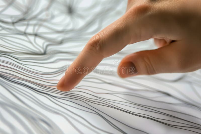 Closeup on a Hand Touching a Tactile Nerve Diagram Stock Illustration ...