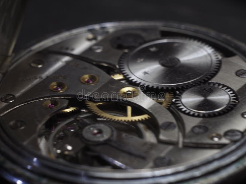 Closeup of Hand Watch Mechanism Gears Under the Lights Stock Image ...