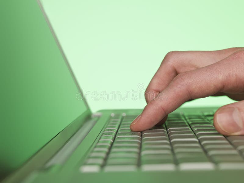 Closeup on a Hand Writing on a Laptop Stock Photo - Image of computer ...
