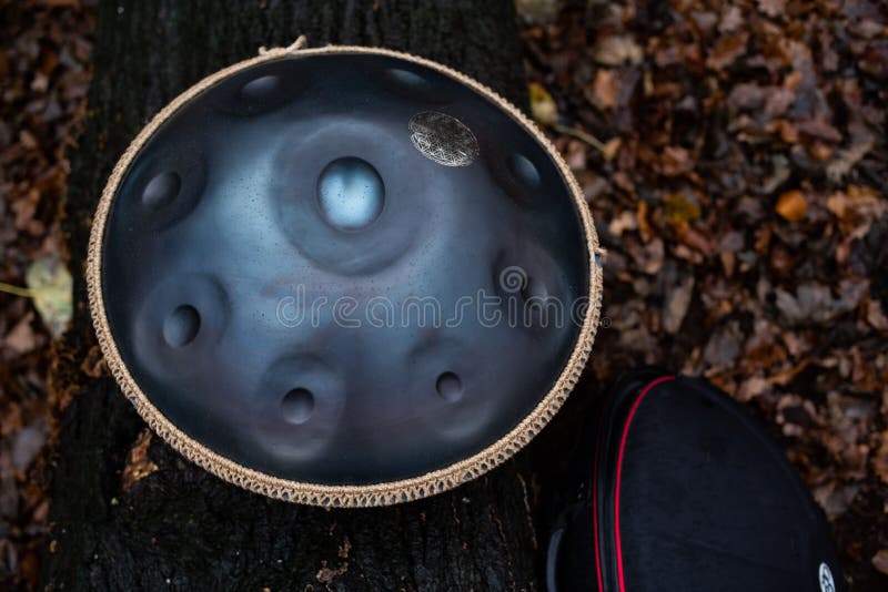 Closeup of a Handpan Music Instrument in a Forest Stock Image - Image ...