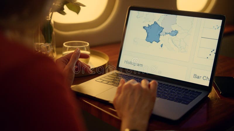 Closeup Hands Browsing Touchpad. Manager Checking Project on Laptop ...