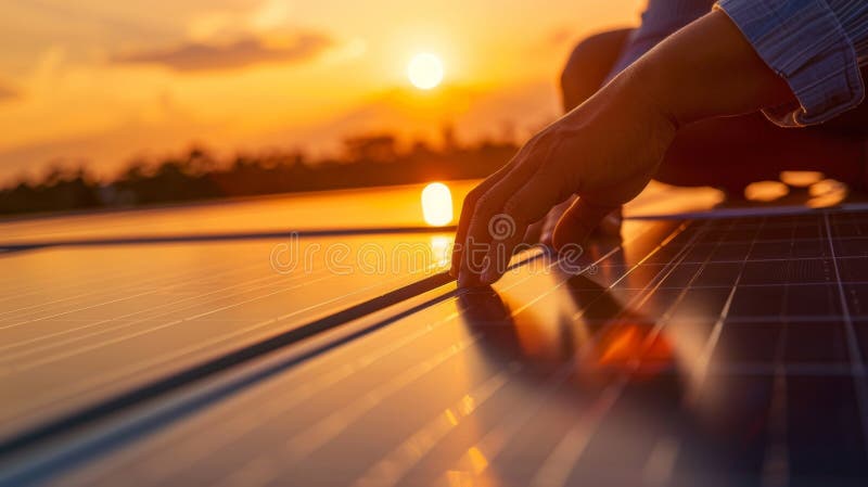 A Closeup of Hands Carefully Placing Small Solar Cells Onto a Large ...