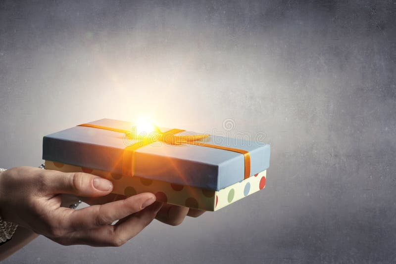 Closeup Hands Giving Surprise Gift Box Stock Image - Image of ...