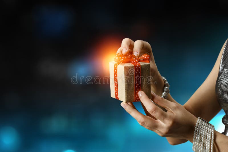 Closeup Hands Giving Surprise Gift Box Stock Photo - Image of person ...