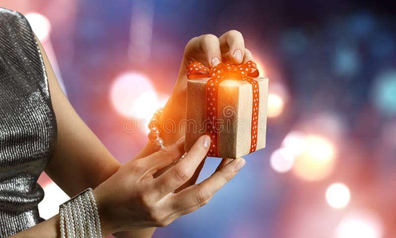 Closeup Hands Giving Surprise Gift Box Stock Image - Image of xmas ...