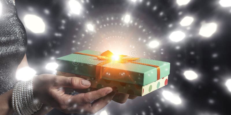 Closeup Hands Giving Surprise Gift Box Stock Photo - Image of isolated ...