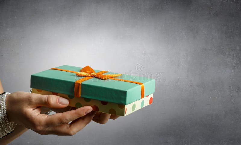 Closeup Hands Giving Surprise Gift Box Stock Image - Image of woman ...