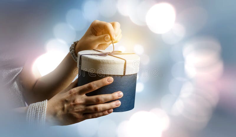 Closeup Hands Giving Surprise Gift Box Stock Image - Image of hands ...