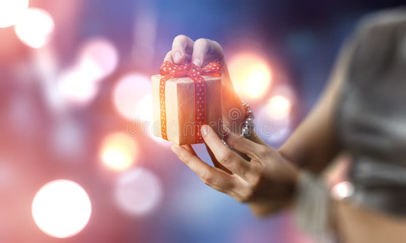 Closeup Hands Giving Surprise Gift Box Stock Photo - Image of love ...