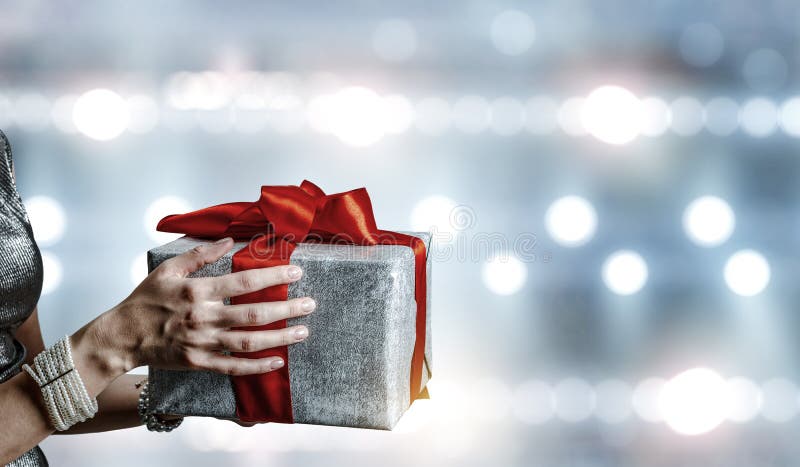 Closeup Hands Giving Surprise Gift Box Stock Image - Image of giving ...