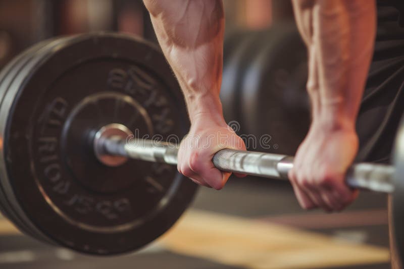 Closeup on Hands Gripping an Olympic Barbell for Deadlift Stock ...