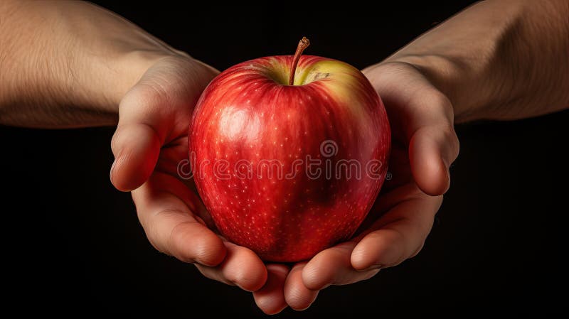 Closeup of Hands Holding an Apple AI Generated Stock Illustration ...