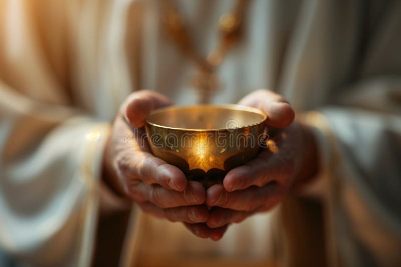 Closeup of Hands Holding the Eucharist. Stock Illustration ...