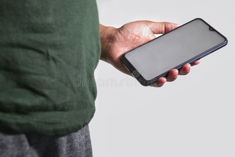 Closeup of Hands Holding Smart Phones with Empty Screen Stock Photo ...