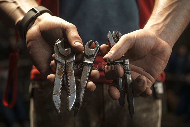 Closeup of Hands Holding Tools Symbolizing the Stock Illustration ...