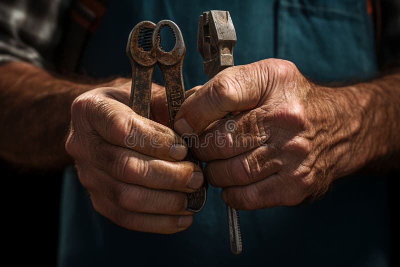 Closeup of Hands Holding Tools Symbolizing the Stock Illustration ...