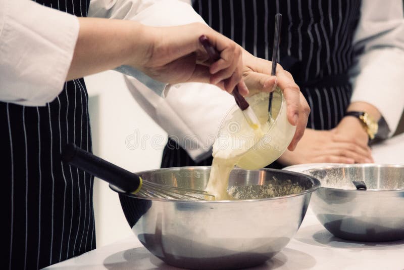 Bread Cooking,hand Mixing Ingredients In A Bowl Stock Photo - Image of ...