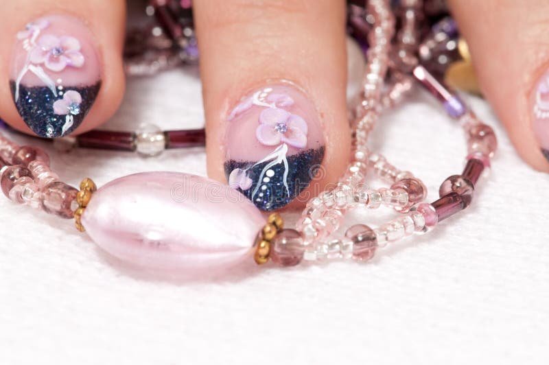 Closeup Hands Nail Art with Jewel Stock Photo - Image of beauty ...