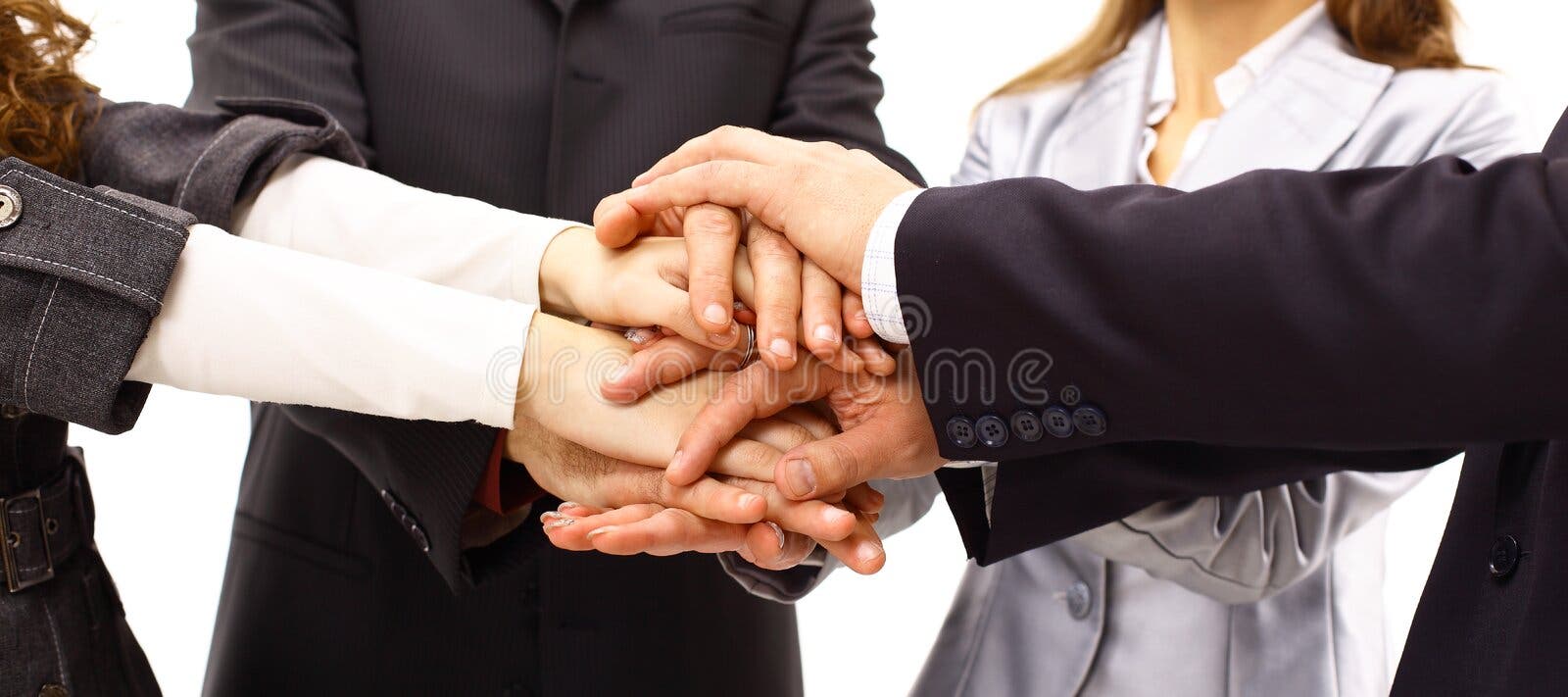 Leader and His Employees Hands in Unity Stock Image - Image of multi ...