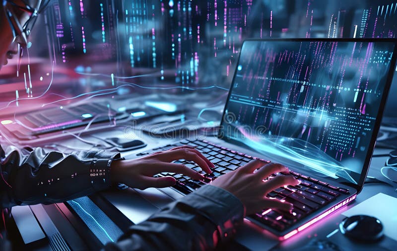 Closeup Of Hands Typing On A Keyboard With Digital Technology Software Development Concept